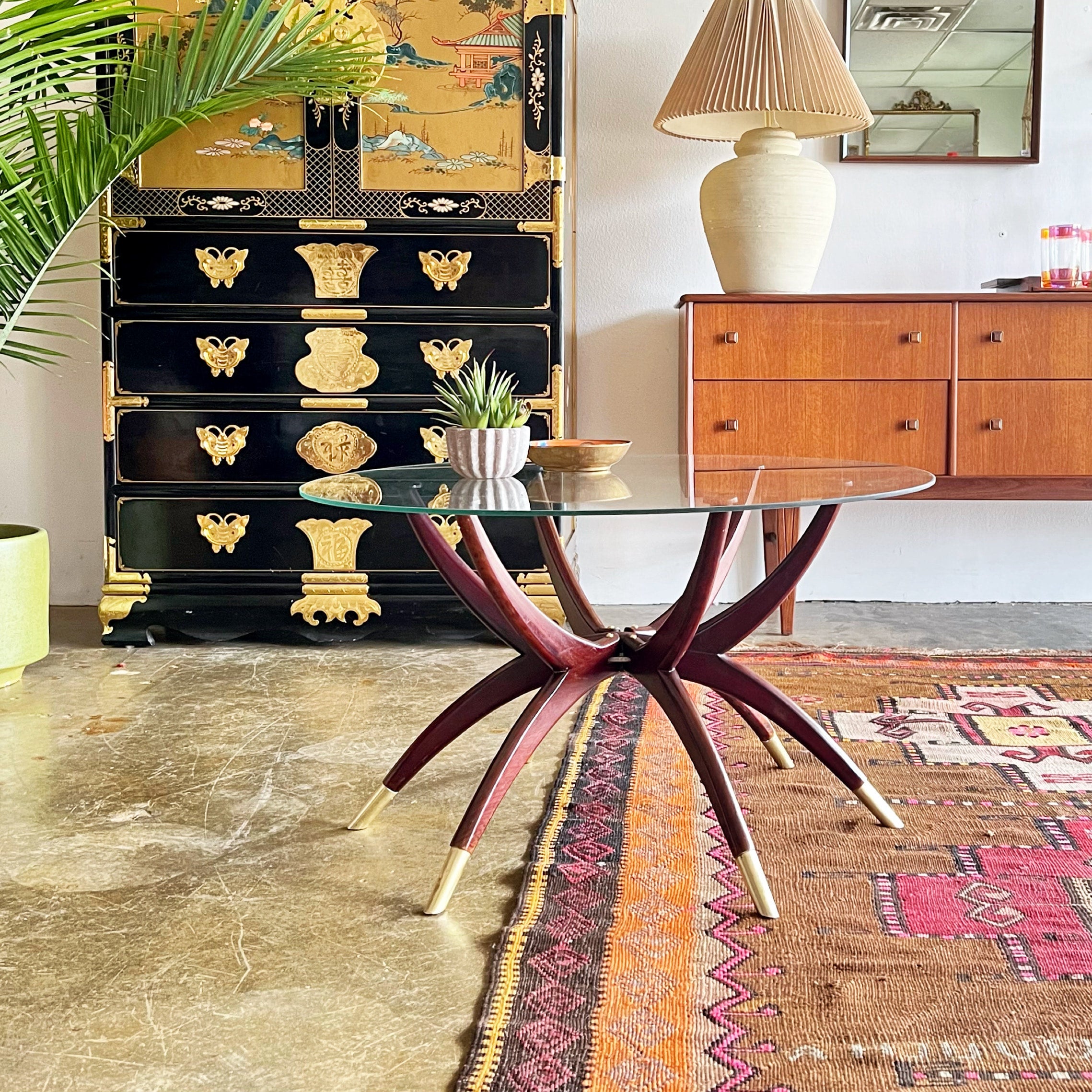 Mid Century Modern Collapsible Six-Legged Mahogany Spider Leg Coffee ...