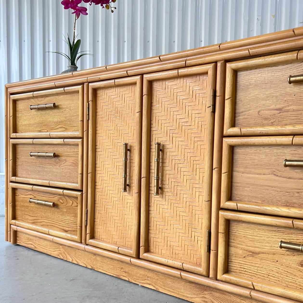 Bamboo rattan dresser store